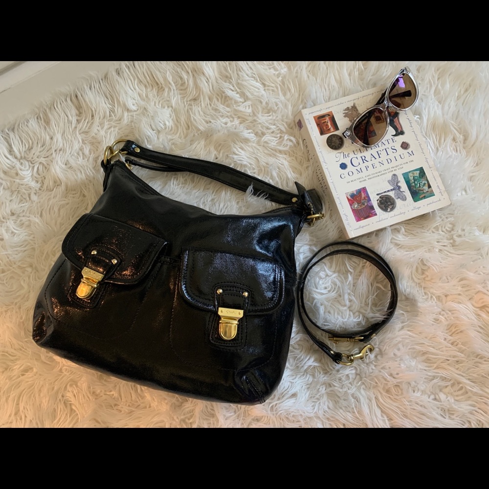 Coach Daisy Liquid Gloss Pocket Hobo/ Swing Bag - Gem
